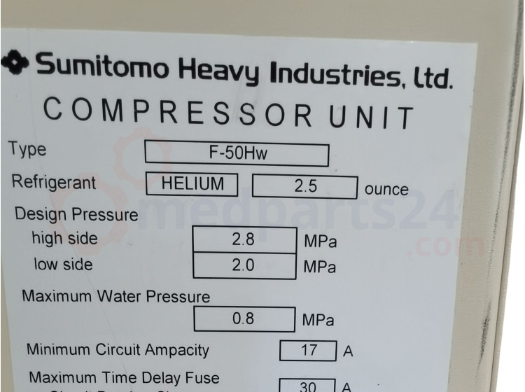 Sumitomo Compressor Unit PN F-50Hw for GE MRI